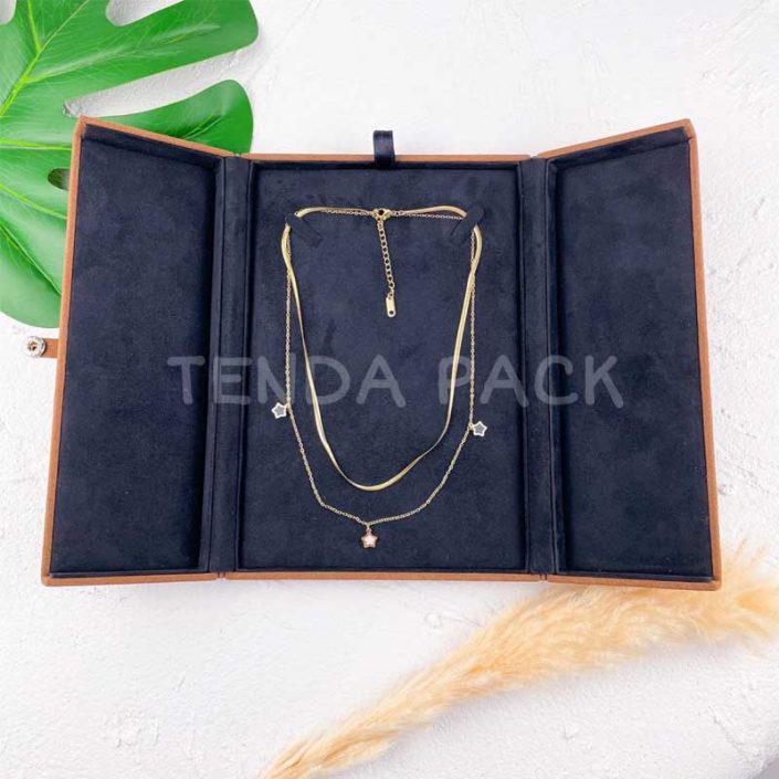 Microfiber Necklace Jewelry Box With Double Door Closure - Custom ...